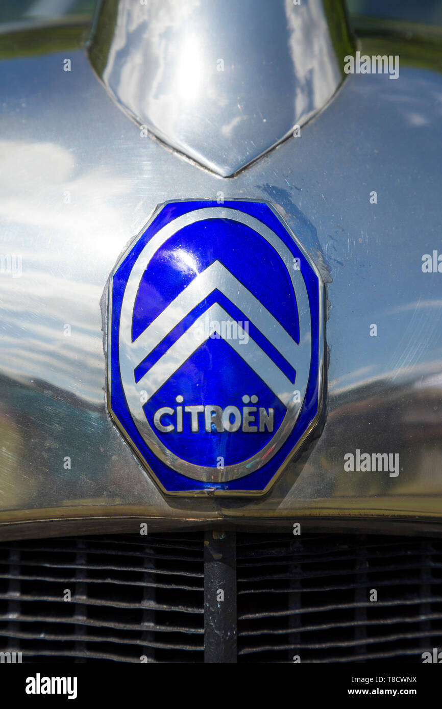 Citroen car badge / radiator grille logo / front insignia on a classic ...