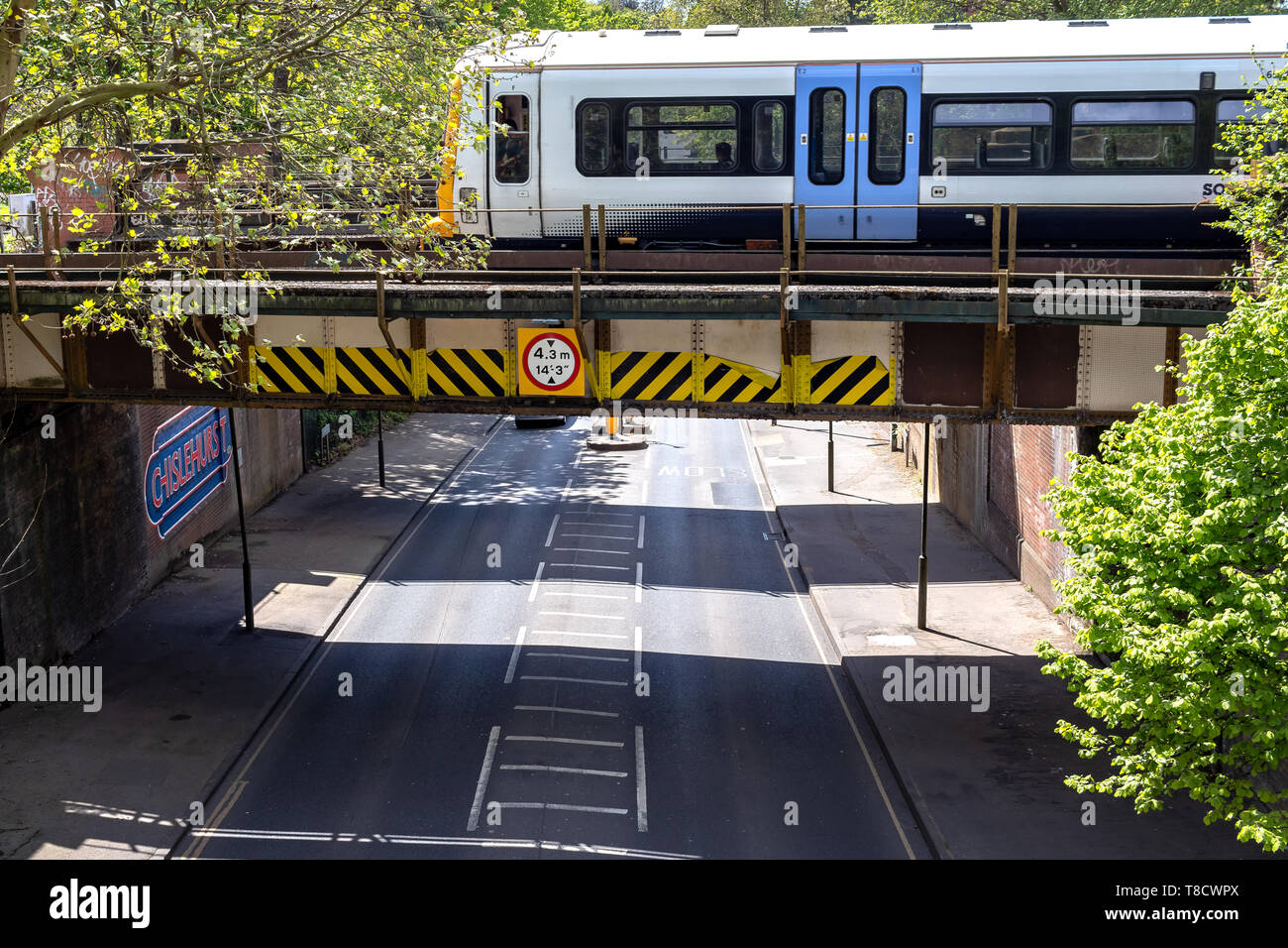 Train going past on Railway Bridge at Summer Hill Chislehurst Stock ...