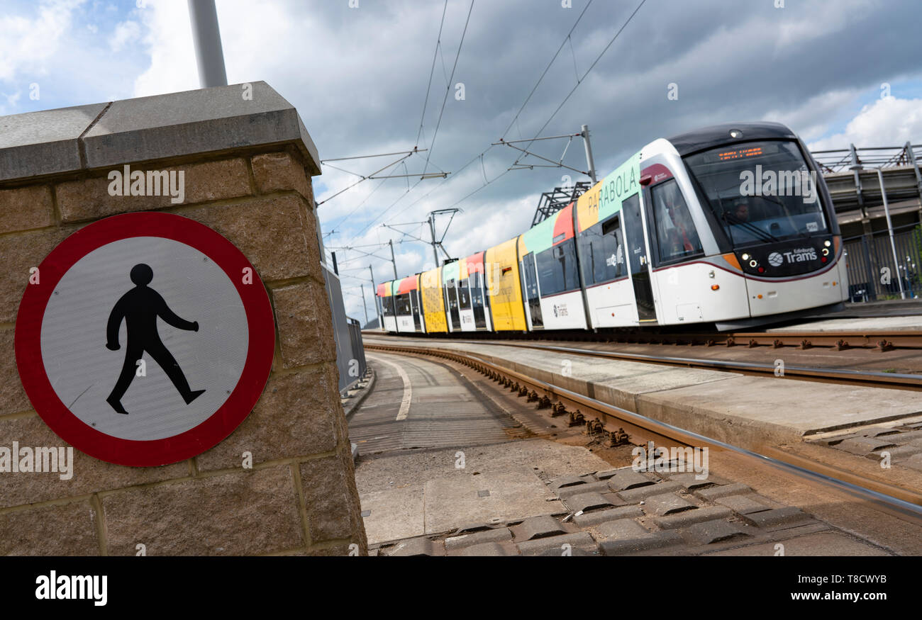 Edinburgh tram passing Murrayfield Stadium, Edinburgh, Scotland, UK ...