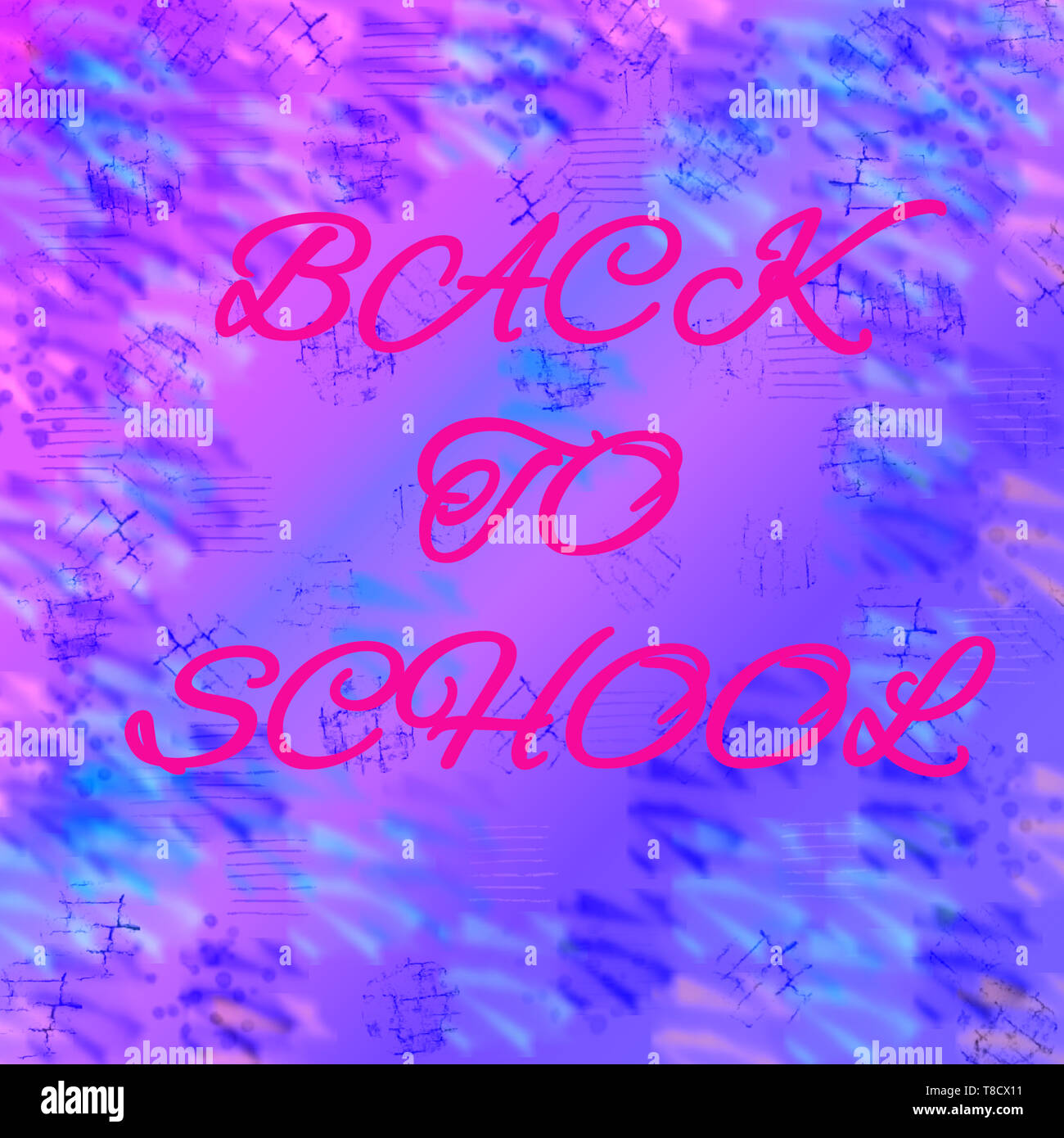 Back to school web banner. Lettering in pink colors and blue vibrant ...