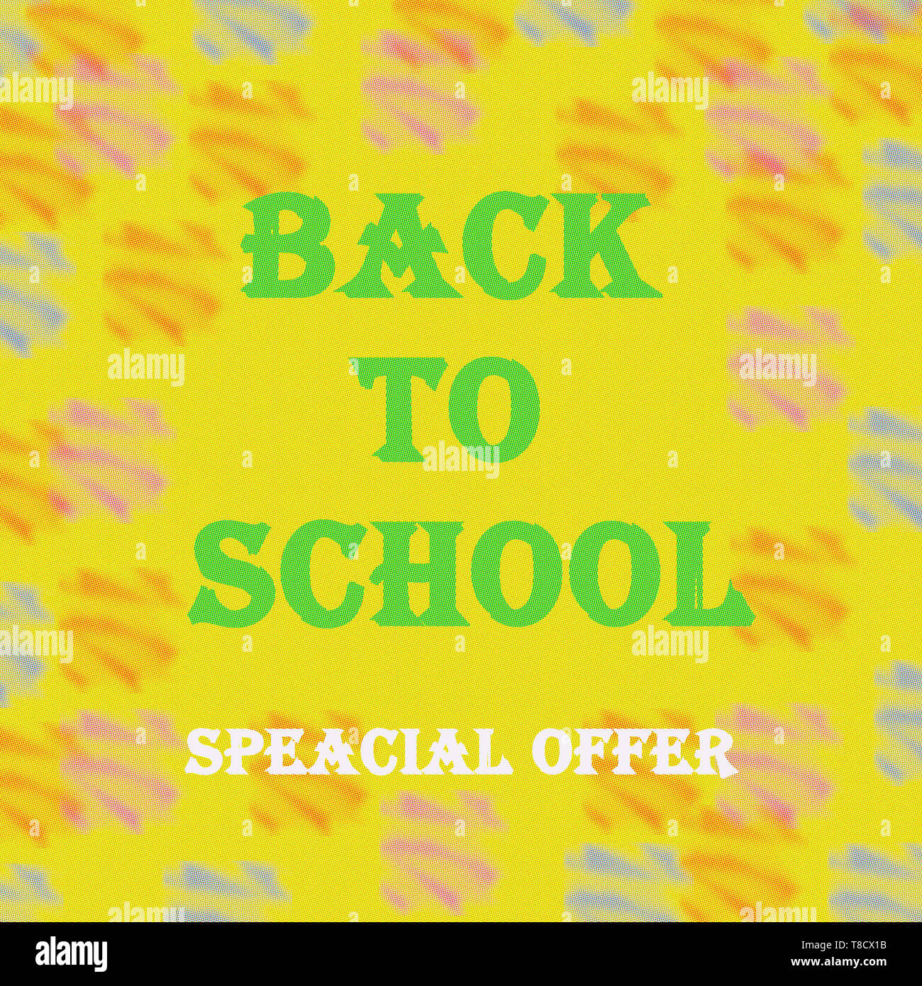 Colorful template with lettering back to school on yellow background ...