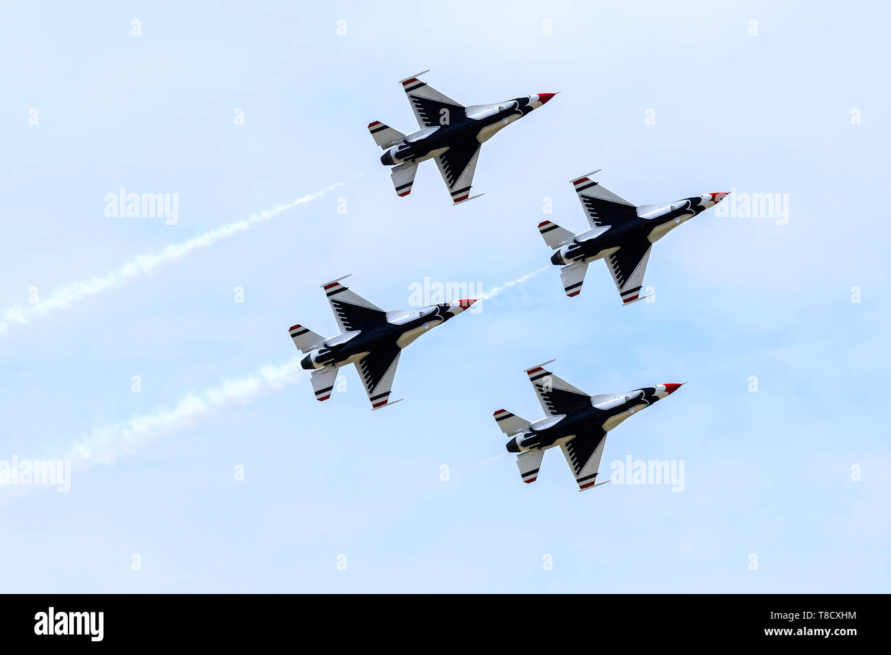 US Air Force Thunderbirds in diamond formation while performing for a ...