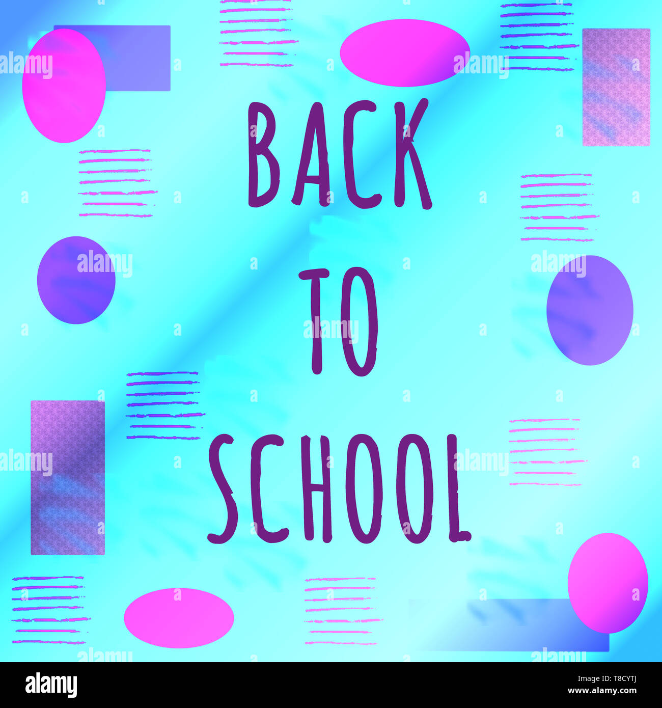 Back school cartoon blue word hi-res stock photography and images - Alamy
