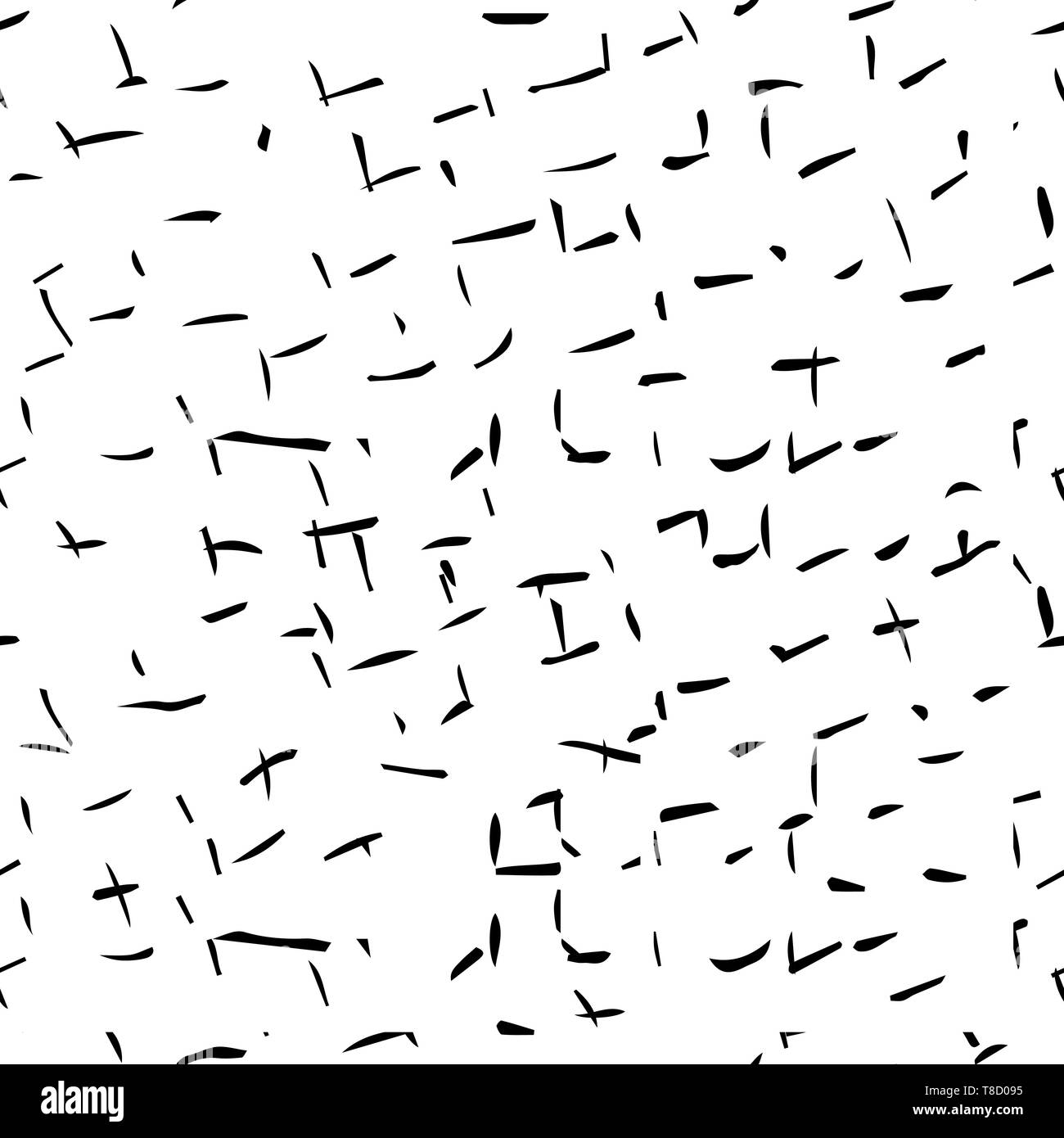 Monochrome Minimalist hand drawn black seamless pattern dash. brush ink ...