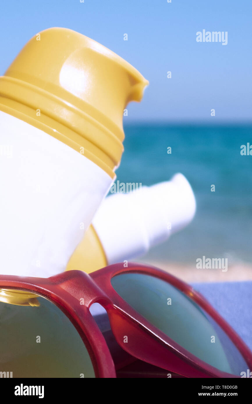 sun creams for summer. sun protection against sunburn. hydration and ...