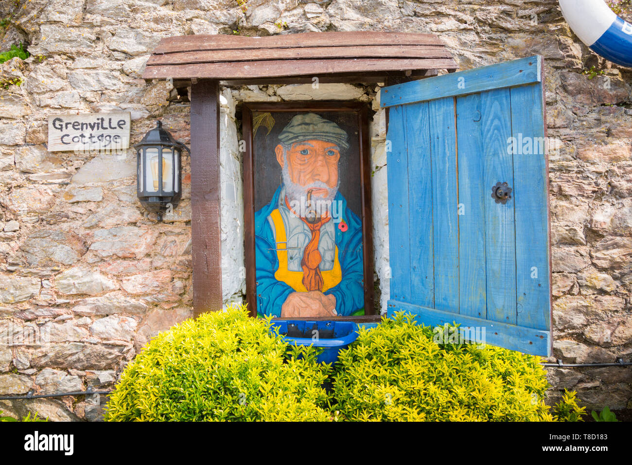 Old doorway with a painted interior, Brixham, Devon UK Stock Photo - Alamy