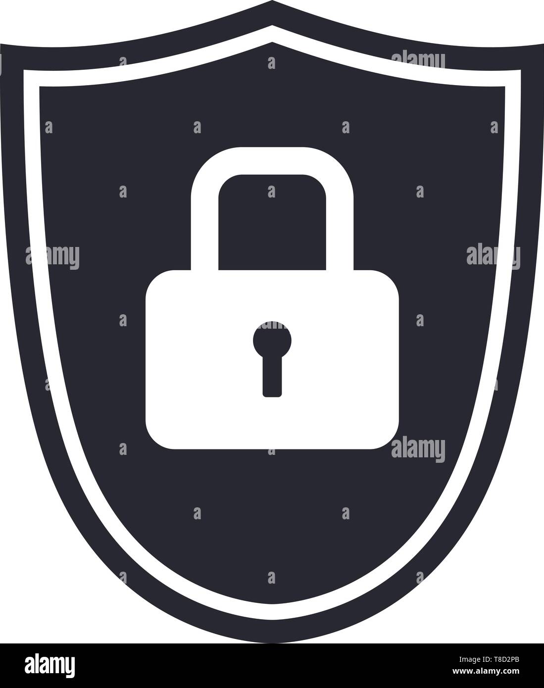 Shield icon symbol with security lock for protection vector ...