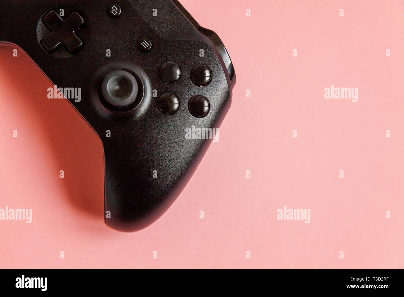 Black Joystick Gamepad Game Console On Pink Colourful Trendy Modern Pin Up Background Computer