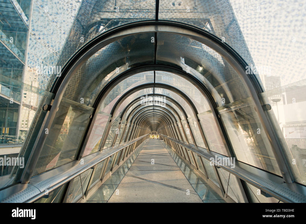 Skybridge made of glass and steel. Modern structure and architecture ...