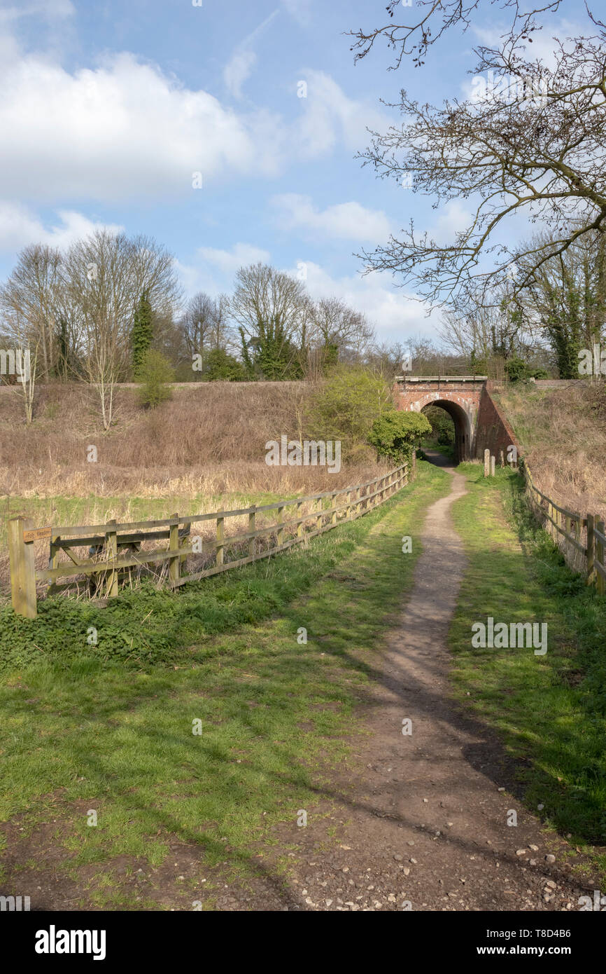 Footpath going under the railway bridge, Halesworth Millennium Green ...