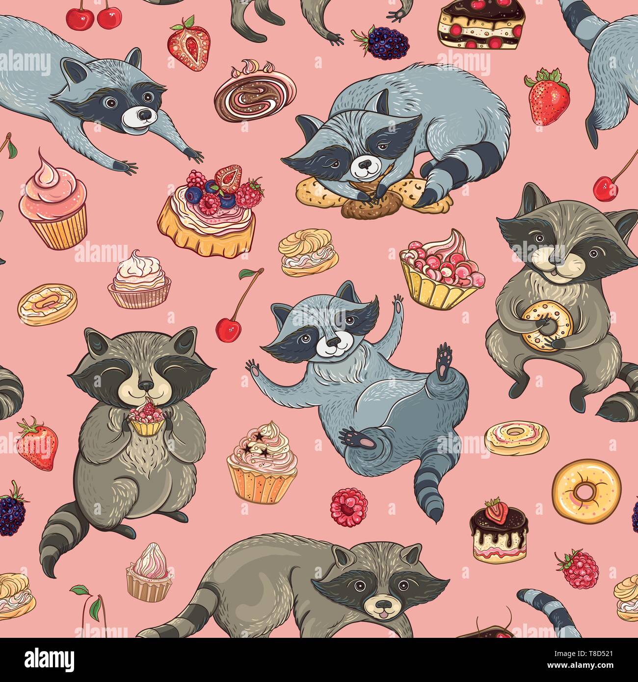 Raccoons eating Stock Vector Images - Alamy