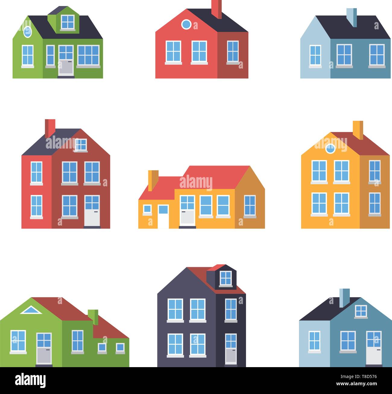 Small flat design houses vector symbol set illustration Stock Vector ...