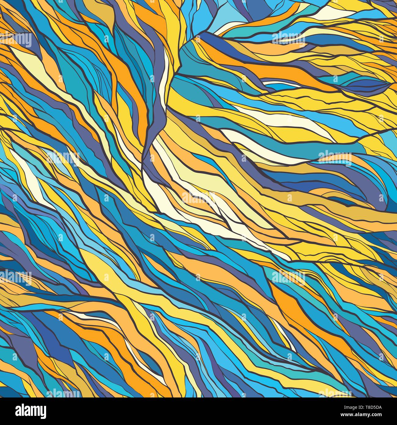 Vector color abstract hand-drawn seamless pattern. Natural motifs ...