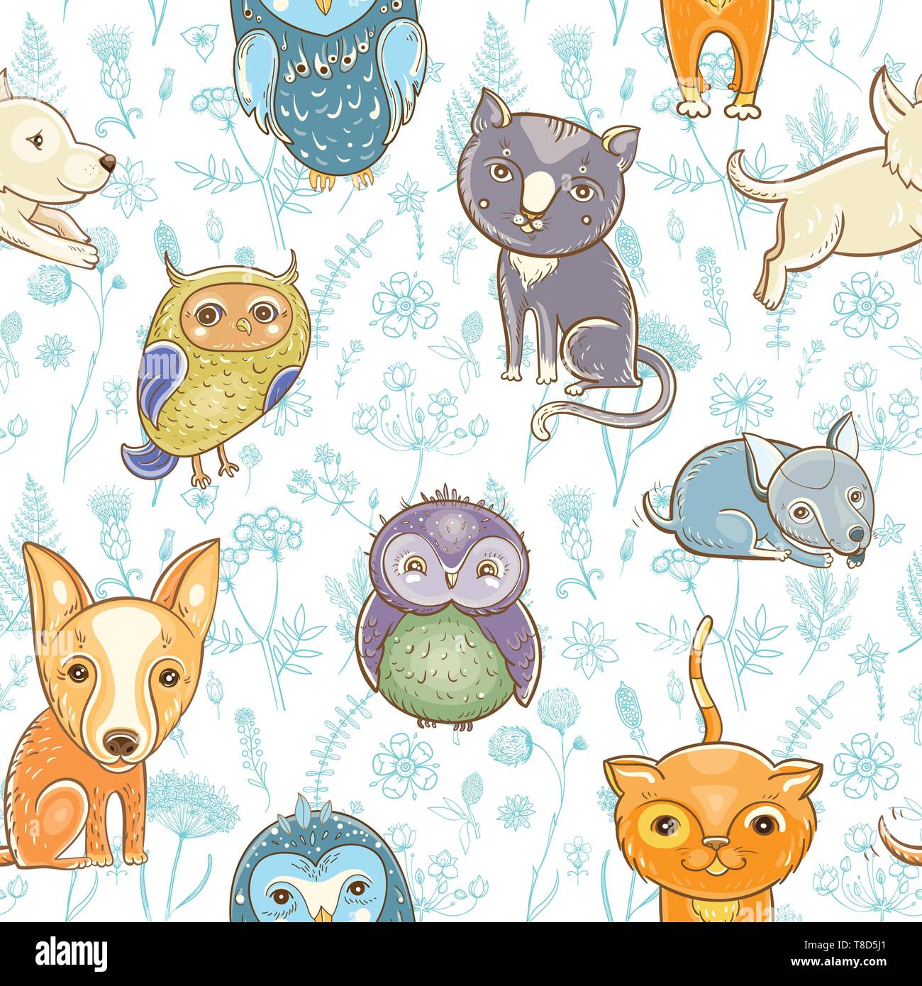 Happy dogs and cats Stock Vector Images - Alamy