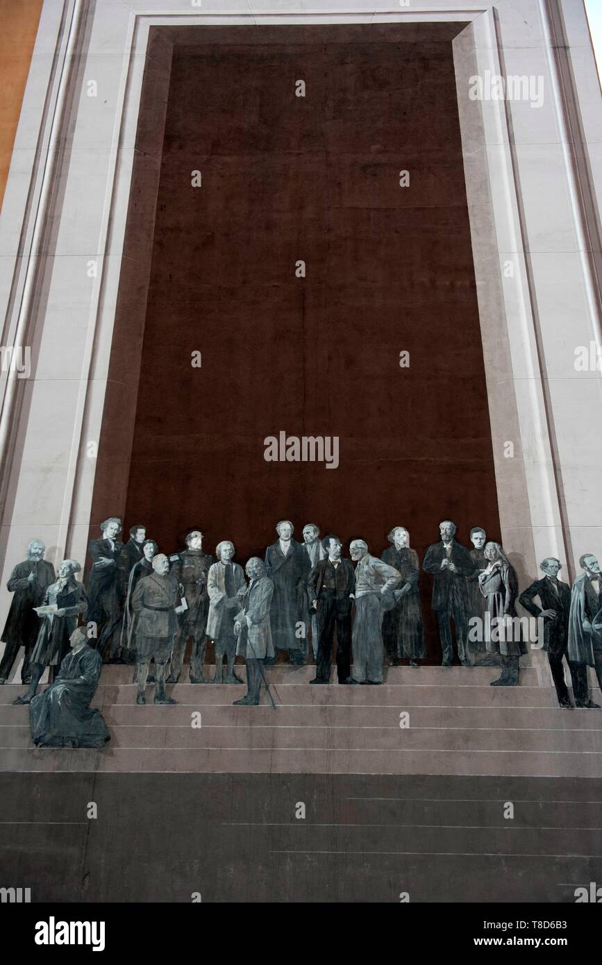 France, Territoire de Belfort, Belfort, the facade of a building ...