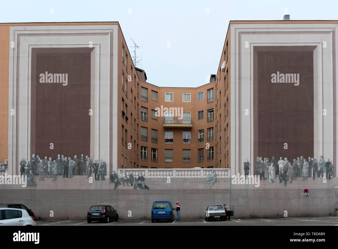 France, Territoire de Belfort, Belfort, the facade of a building ...