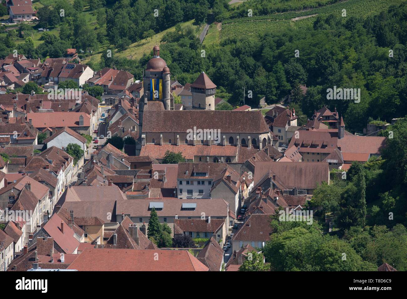 France, Jura, Poligny, the collegiate Saint Hippolyte seen from the ...