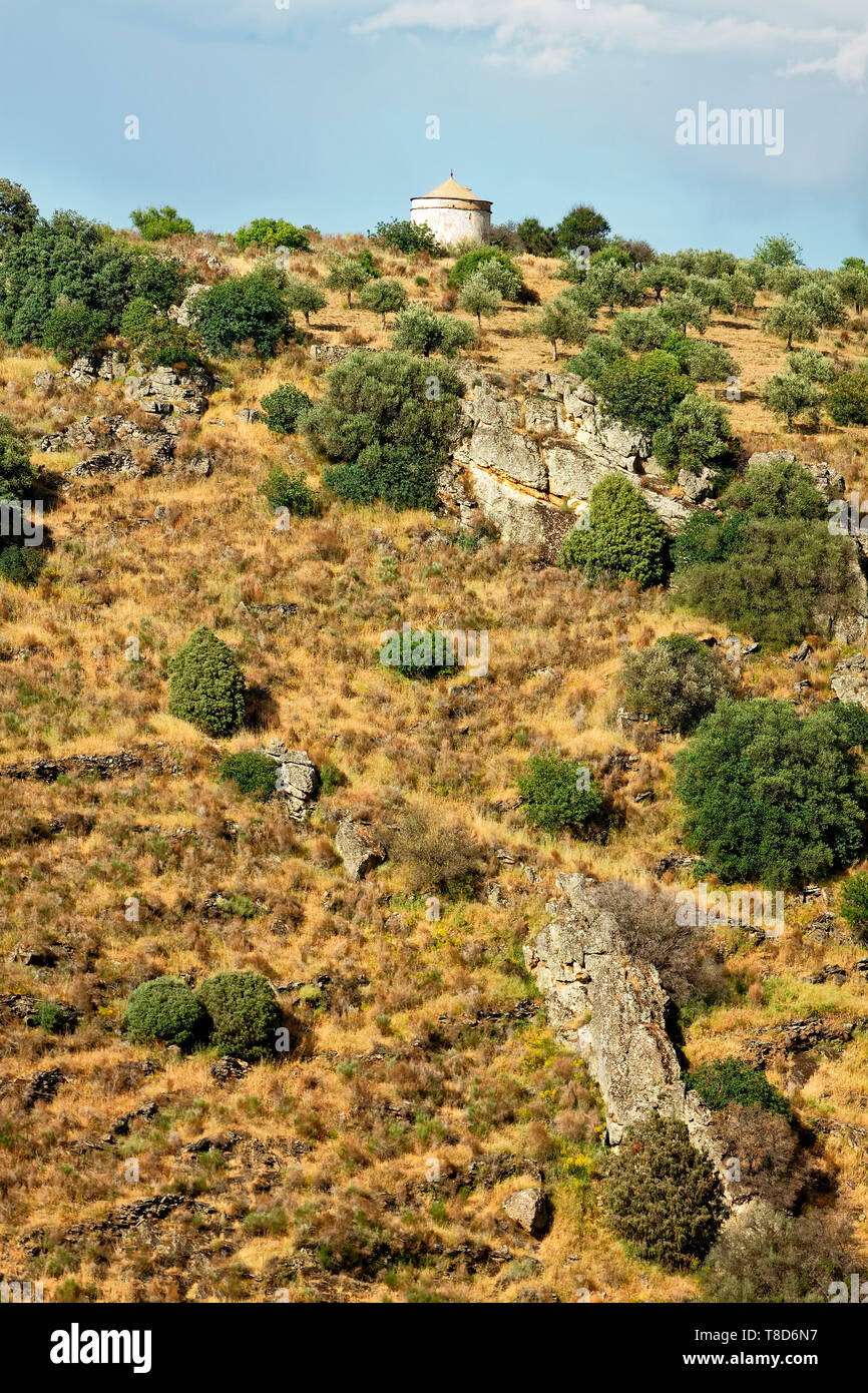 landscape; overview; dovecote, rock, trees; hillside, Europe; Portugal ...