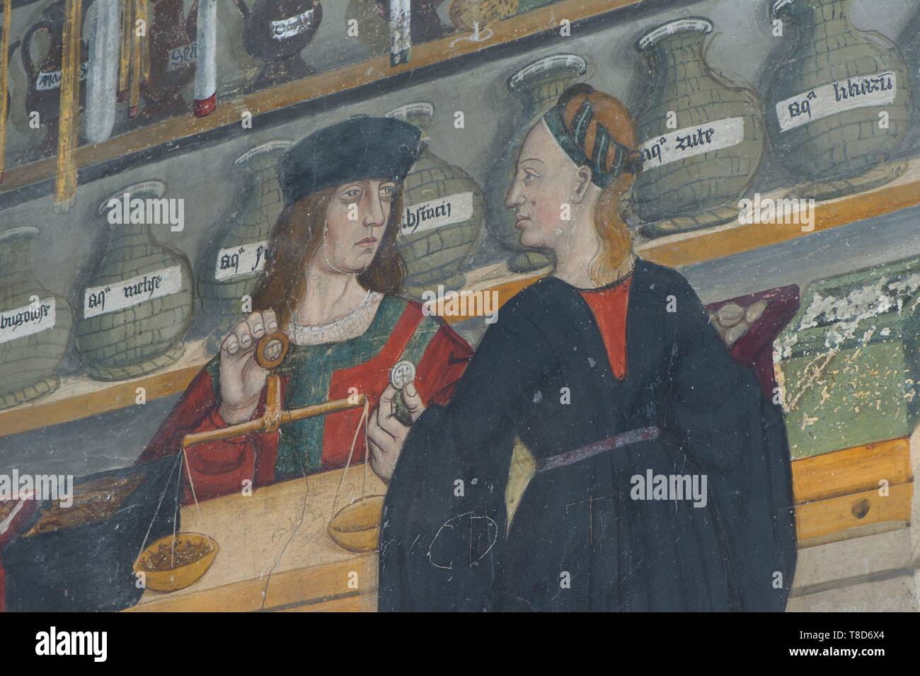 Italy, Aosta Valley, the castle of Issogne, the gantry and its glasses ...