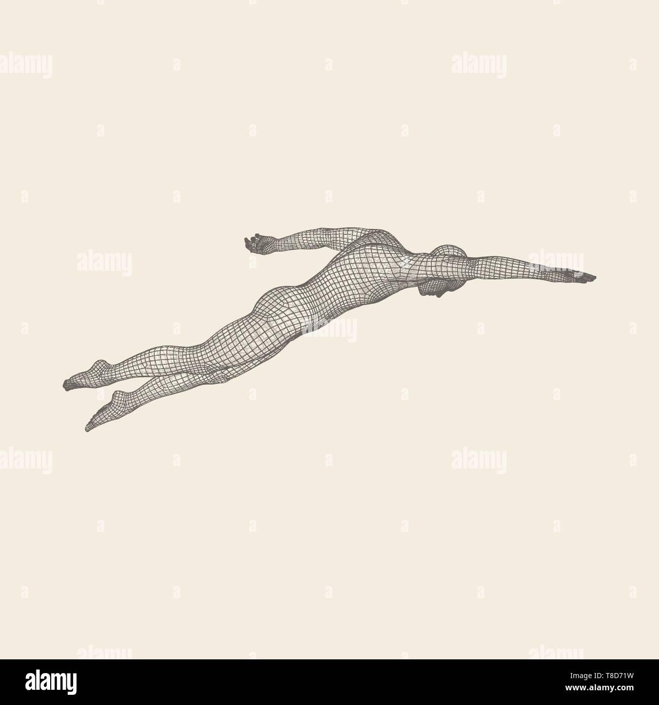 3D Swimming Man. Vector Image of a Swimmer. Human Body. Sport Symbol ...