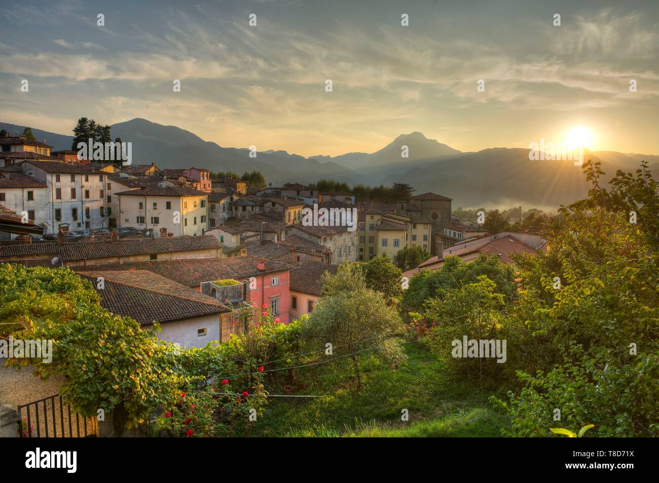 Italy, Tuscany, Barga overview of the village since Duomo Stock Photo ...
