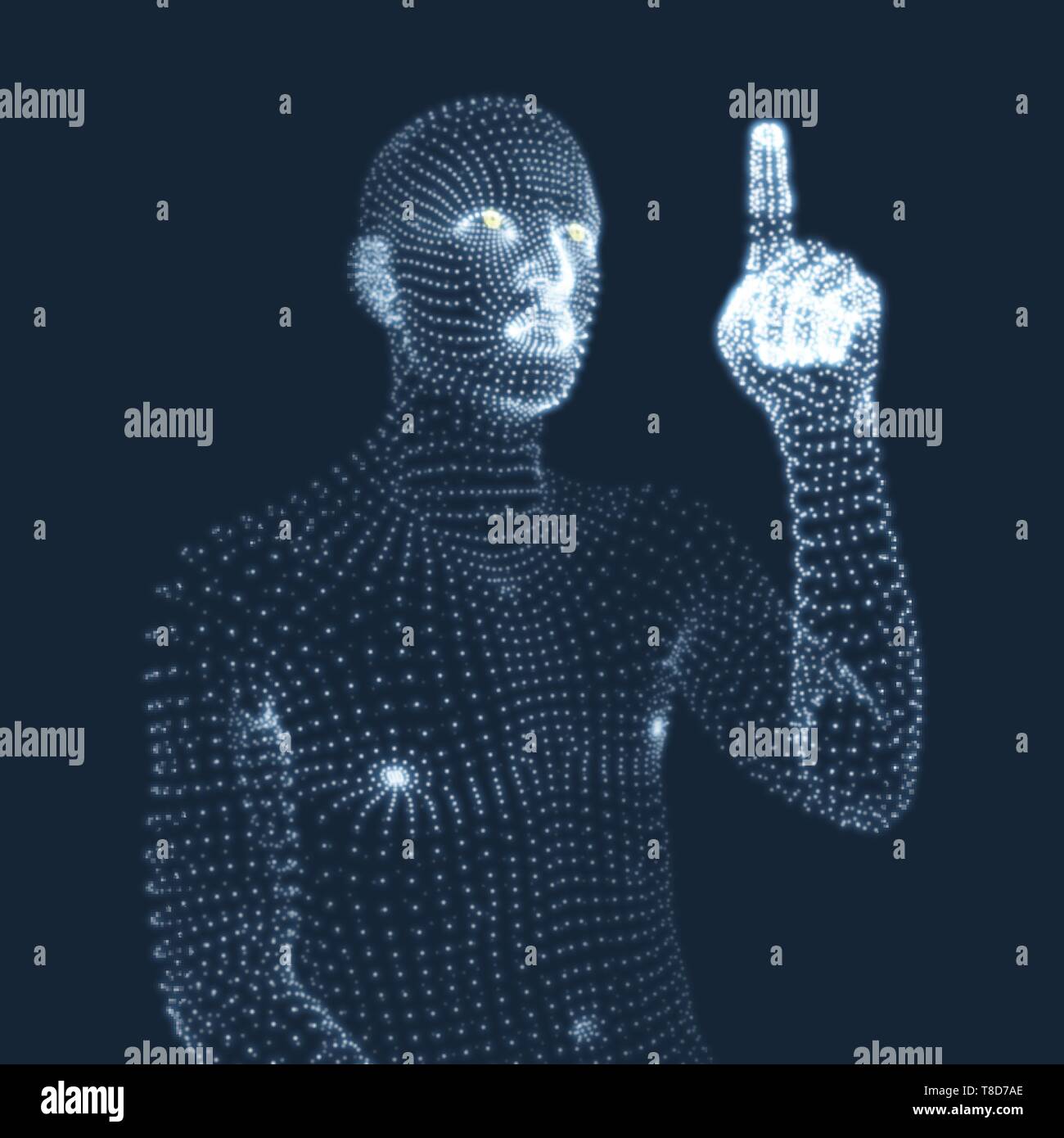 Man Pointing his Finger. 3D Model of Man. Geometric Design. Vector ...