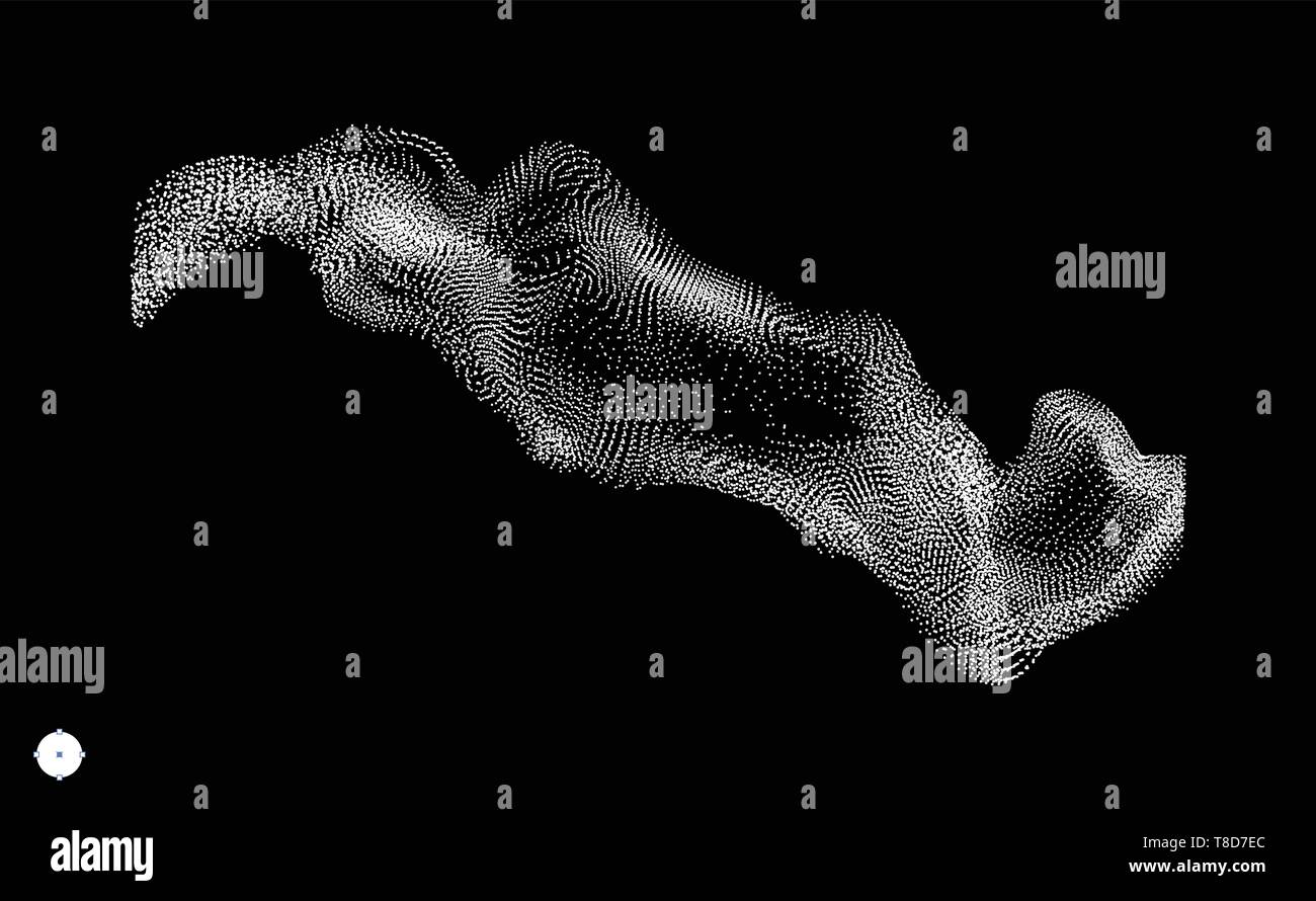 Array with Dynamic Particles. Wavy Background. Composition with Motion Effect. Abstract Vector ...