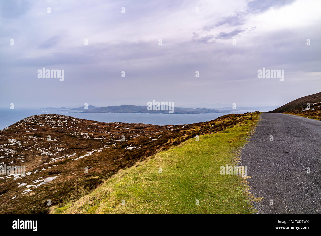 Single track road at Horn Head in County Donegal, Ireland Stock Photo ...