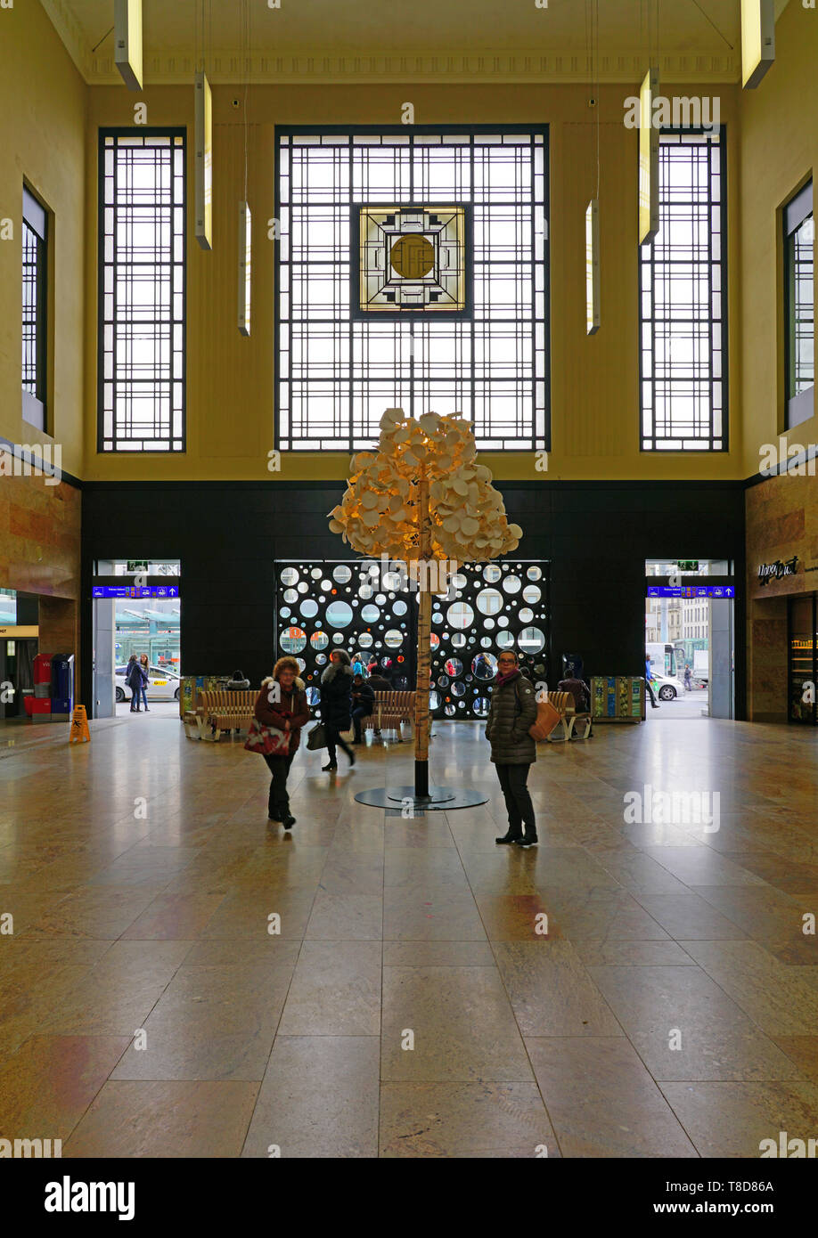 GENEVA, SWITZERLAND -4 APR 2019- Interior view of the Gare Cornavin ...