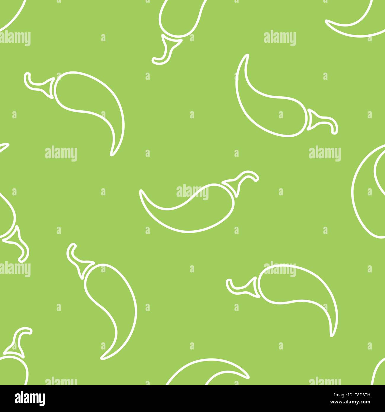 Chili pepper line seamless vegetable pattern vector flat illustration ...