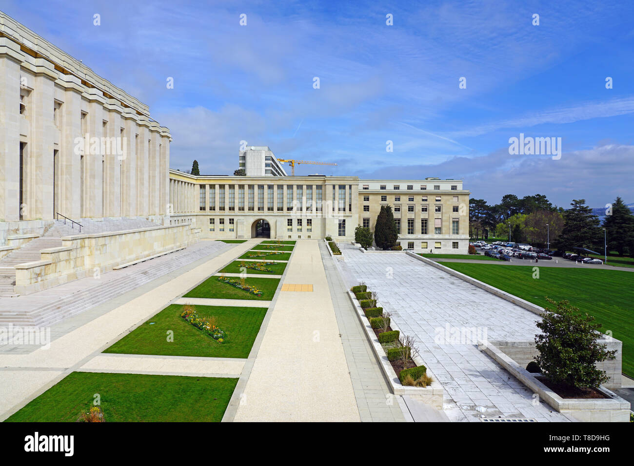 GENEVA, SWITZERLAND -5 APR 2019- View of the United Nations Office at ...