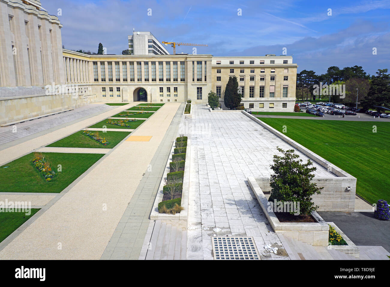 GENEVA, SWITZERLAND -5 APR 2019- View of the United Nations Office at ...