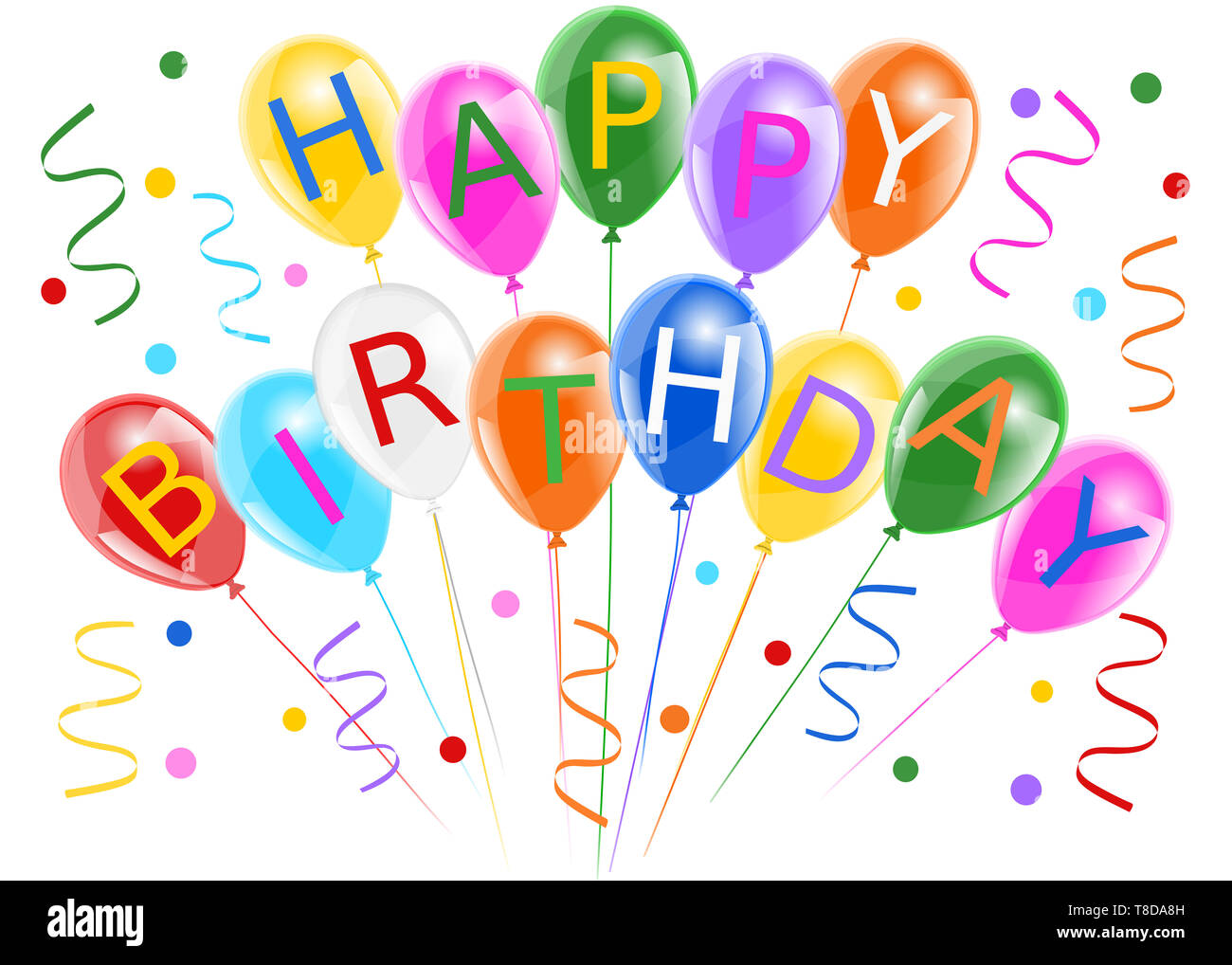 colorful balloons with writing happy birthday Stock Photo - Alamy