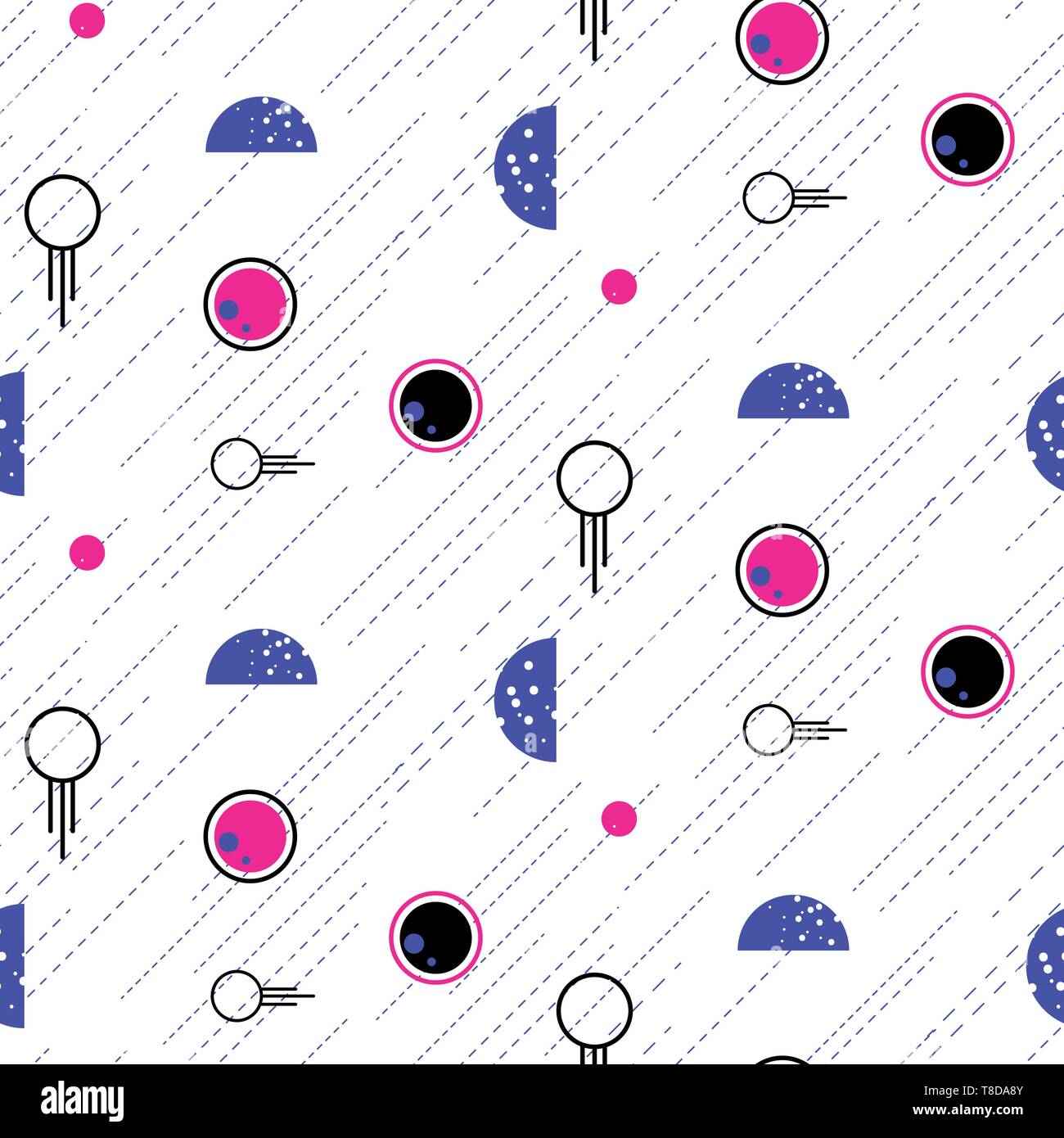 Space and planets abstract flat line style geometric seamless pattern ...