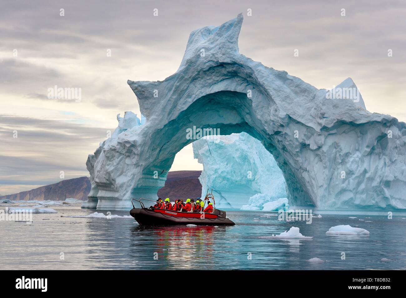 Greenland, North West coast, Inglefield Fjord towards Qaanaaq, iceberg ...