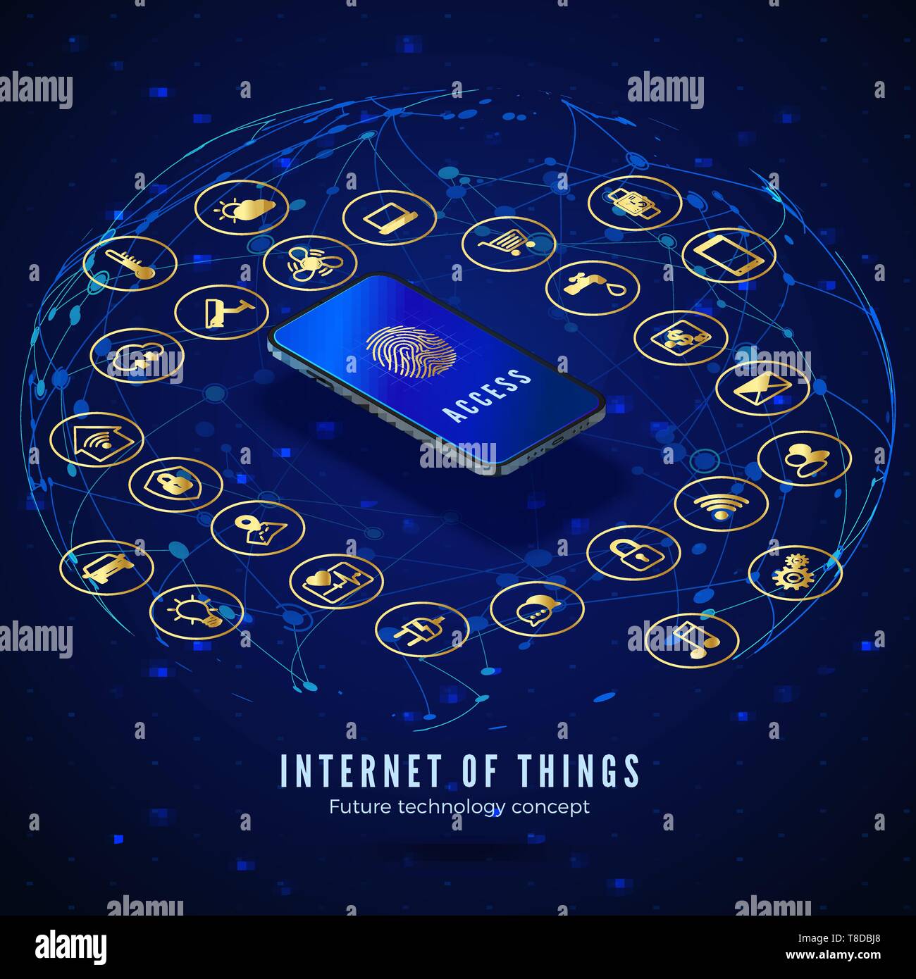 IOT isometric banner. Internet of things. Digital global ecosystem ...