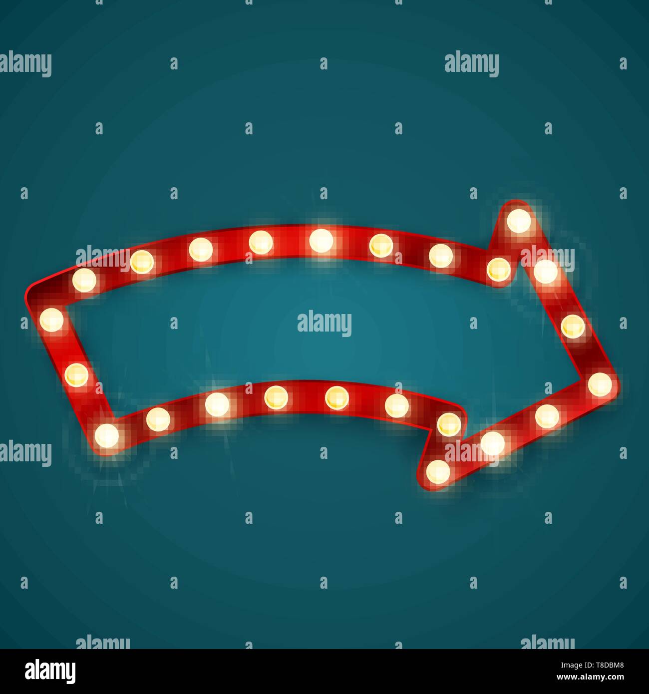 Retro banner. Vintage billboard or bright signboard. Shining arrow ...