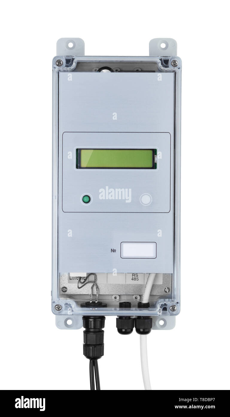 Ultrasonic industrial water meter isolated on white background Stock ...