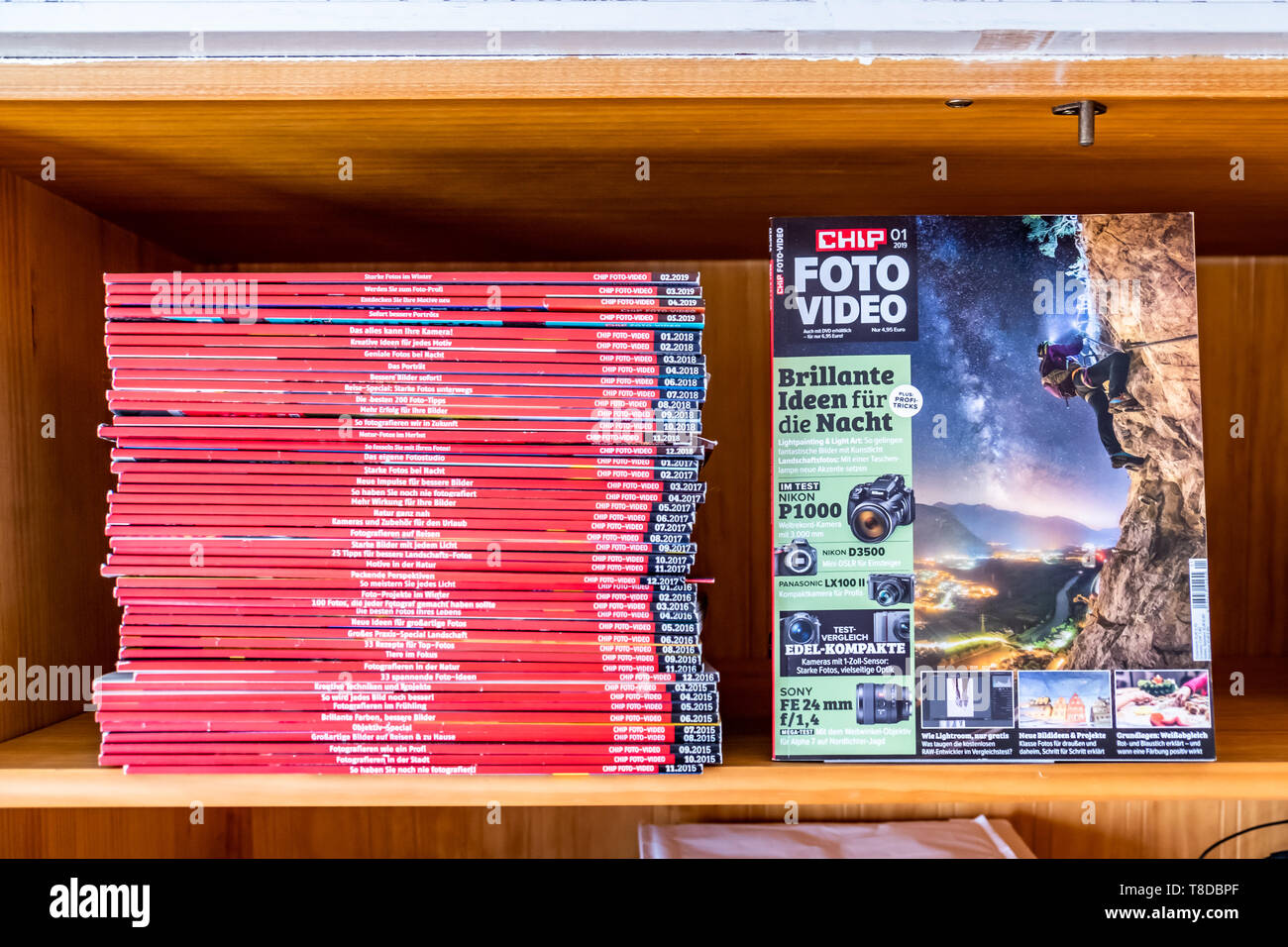 MOERS / GERMANY - MAY 10 2019 : Man Stack of Chip Foto Video Magazines ...