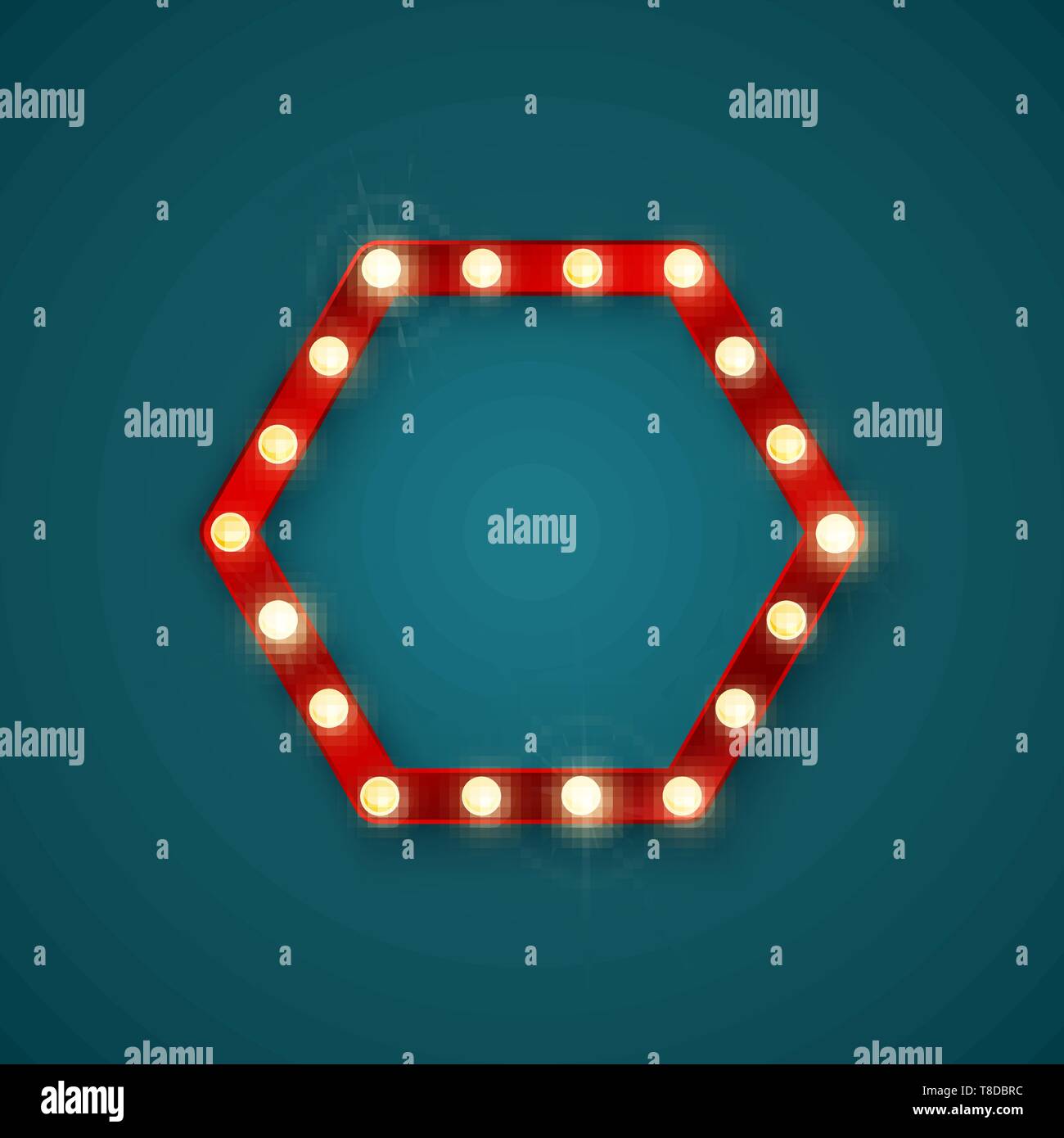 Hexagonal retro banner. Signboard in a motel or billboard in retro ...