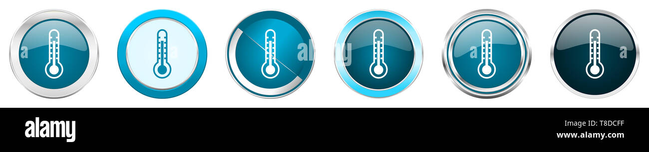 Thermometer silver metallic chrome border icons in 6 options, set of ...
