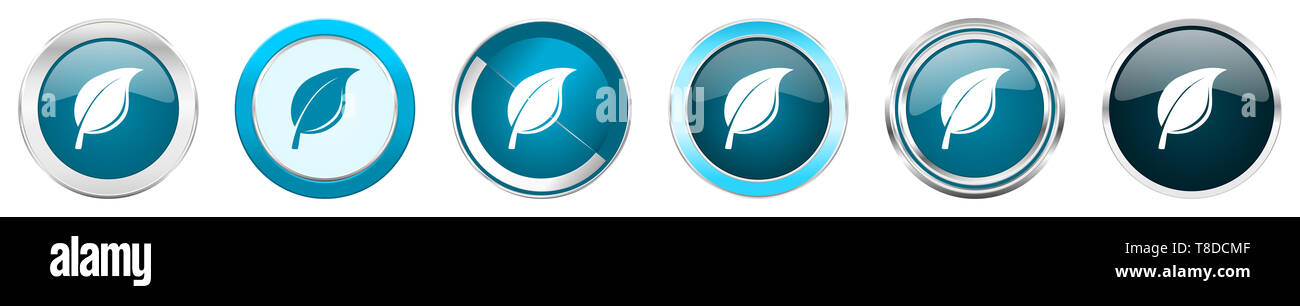 Nature silver metallic chrome border icons in 6 options, set of web ...