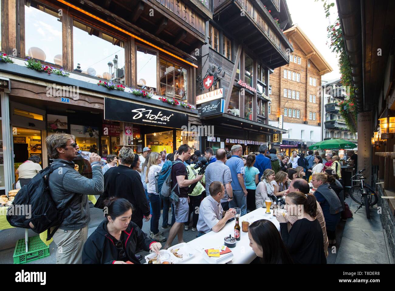 Switzerland, Valais, Zermatt in the village, once a week the street ...