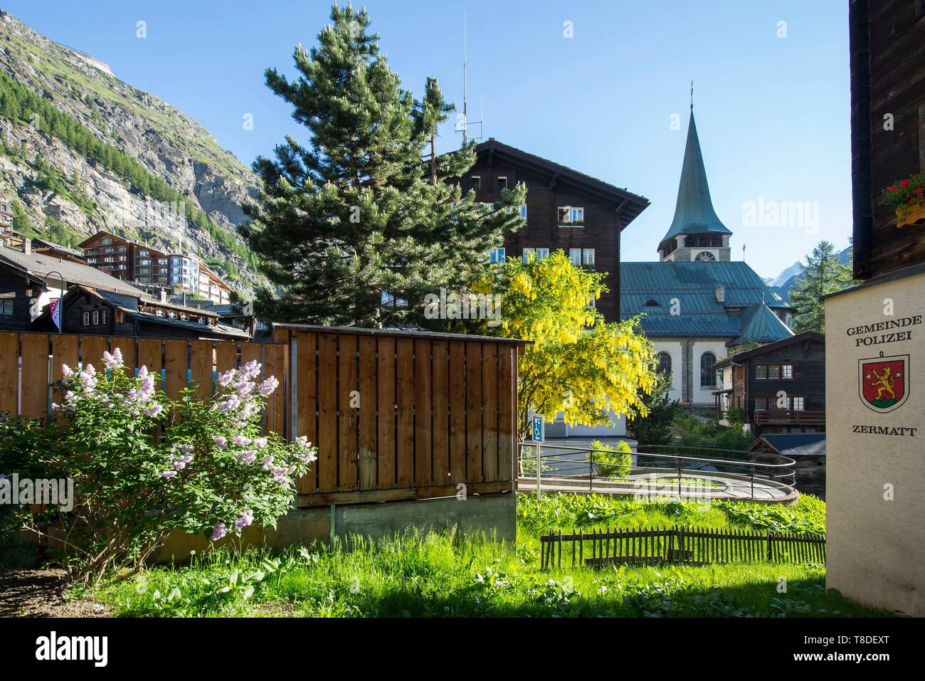 Switzerland, Valais, Zermatt, in the village, Saint Maurice Church ...