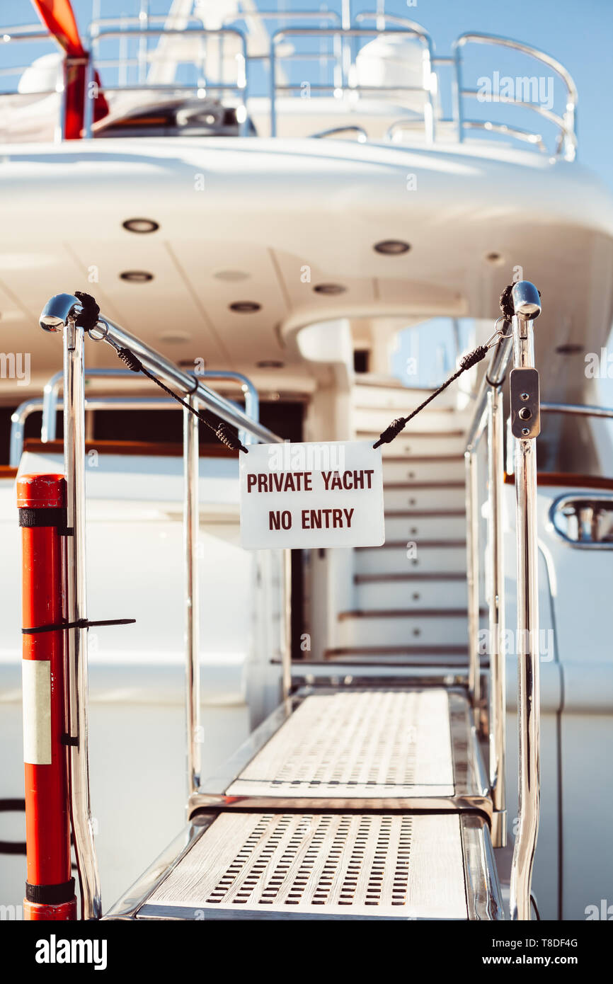 Bridge of private luxury ship with prohibited entry sign Private yacht ...