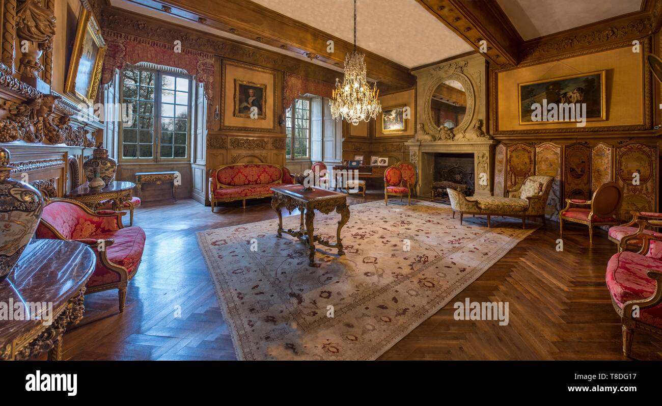 France, Yonne, Tanlay, Tanlay Castle, parlor Stock Photo - Alamy