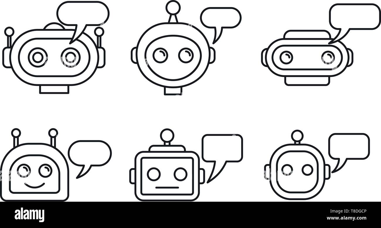 Chatbot Ai Icons Set Outline Set Of Chatbot Ai Vector Icons For Web