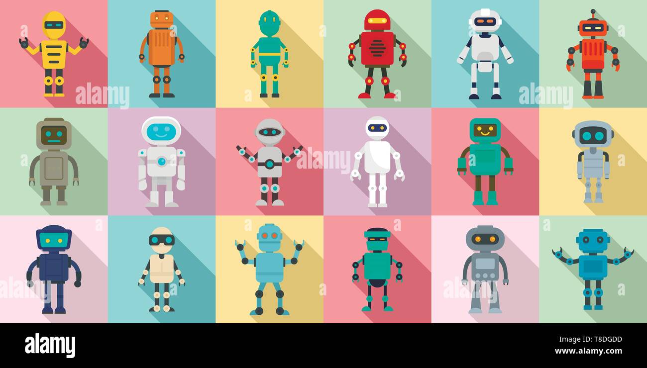 Humanoid icons set. Flat set of humanoid vector icons for web design ...