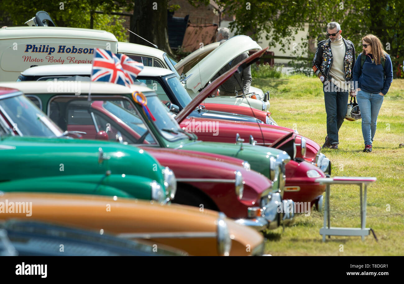 People enjoy the Burton Agnes Hall vintage car rally in Yorkshire Stock ...