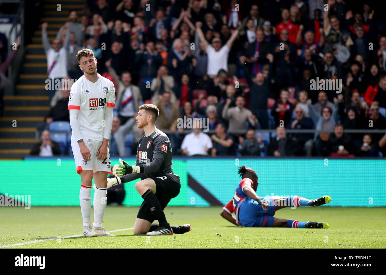 Bournemouth's Jack Simpson reacts after he scores a own goal to make it ...